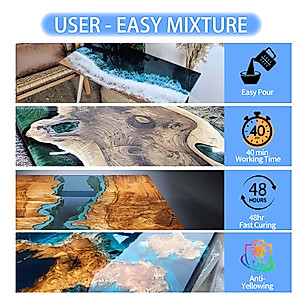 Deep Pour Epoxy Resin, 1.5 Gallon 2-4" Pour Depths Epoxy Resin Kit Crystal Clear High-Gloss No Bubble Self Leveling for DIY Molds Wood River Table Flower Preservation Top Mold Crafts Mix 2:1 Ratio