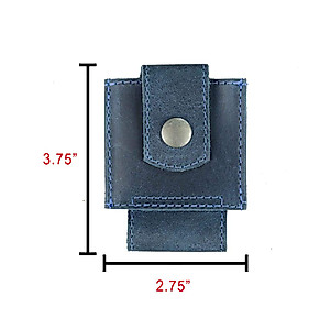 Hide & Drink, Leather Sliding Card Holder, Holds Up to 4 Cards Plus Folded Bills, Front Pocket Wallet, Accessories, Handmade Includes 101 Year Warranty (Slate Blue)