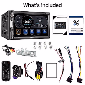 Double Din Car Stereo System - ABSOSO 7 Inch HD Touchscreen MP5 Car Player - Bluetooth Car Radio Receiver Supports PhoneLink Rear Front View Camera AM/FM USB/SD/AUX Input Steering Wheel Control