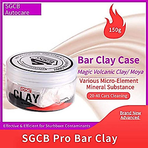 SGCB Pro Car Clay Bar Auto Detailing, 150g/ 5.3oz Moya Heavy Grade Auto Magic Clay Bar Case Jar Cleaner Powerful Grime Contamination Oxidation Remover Iron Powder Bird Droppings Absorption Capacity