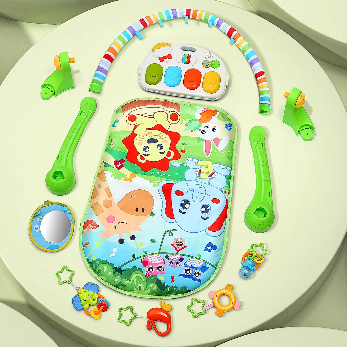 CUTE STONE Baby Gym Play Mat, Play Piano Gym with Tummy Time Activity Mat, Musical Activity Center for Infants Toddlers