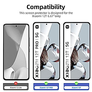 NEW'C 3 Pack Designed for Xiaomi 12T,Xiaomi 12T Pro Screen Protector Tempered Glass, Case Friendly Anti Scratch Bubble Free Ultra Resistant