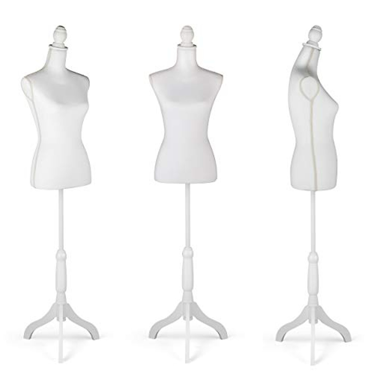 Female Dress Form Mannequin Torso Adjustable Height Mannequin Body with Tripod Stand for Clothing Dress Jewelry Display, White