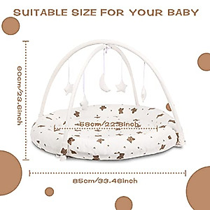 Beright Baby Gym, Baby Play Gym with Movable and Detachable Hoops, Baby Activity Center with Hanging Out Toys in Shape of a Moon and Stars, Perfect Newborn Toys, Bear