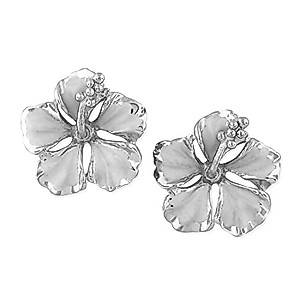 Sterling Silver 1/2 Inch Hibiscus Stud Earrings