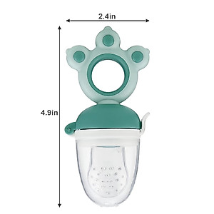 PandaEar 2 Pack Baby Fresh Fruit Food Feeder Nibbler Pacifier with 2 Silicone Replacement Pouches| Training Massaging Toy Teether| Food Grade Soft Safe BPA-Free| Babies Toddlers Infants Kids