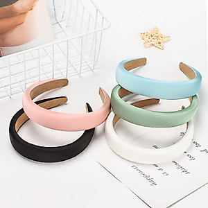 WantGor Padded Headband for Women, Wide Sponge HeadBands Plain Solid Hair Band Hoops Vintage Yoga Head Bands Fashion Elastic Hairband Accessories (White)