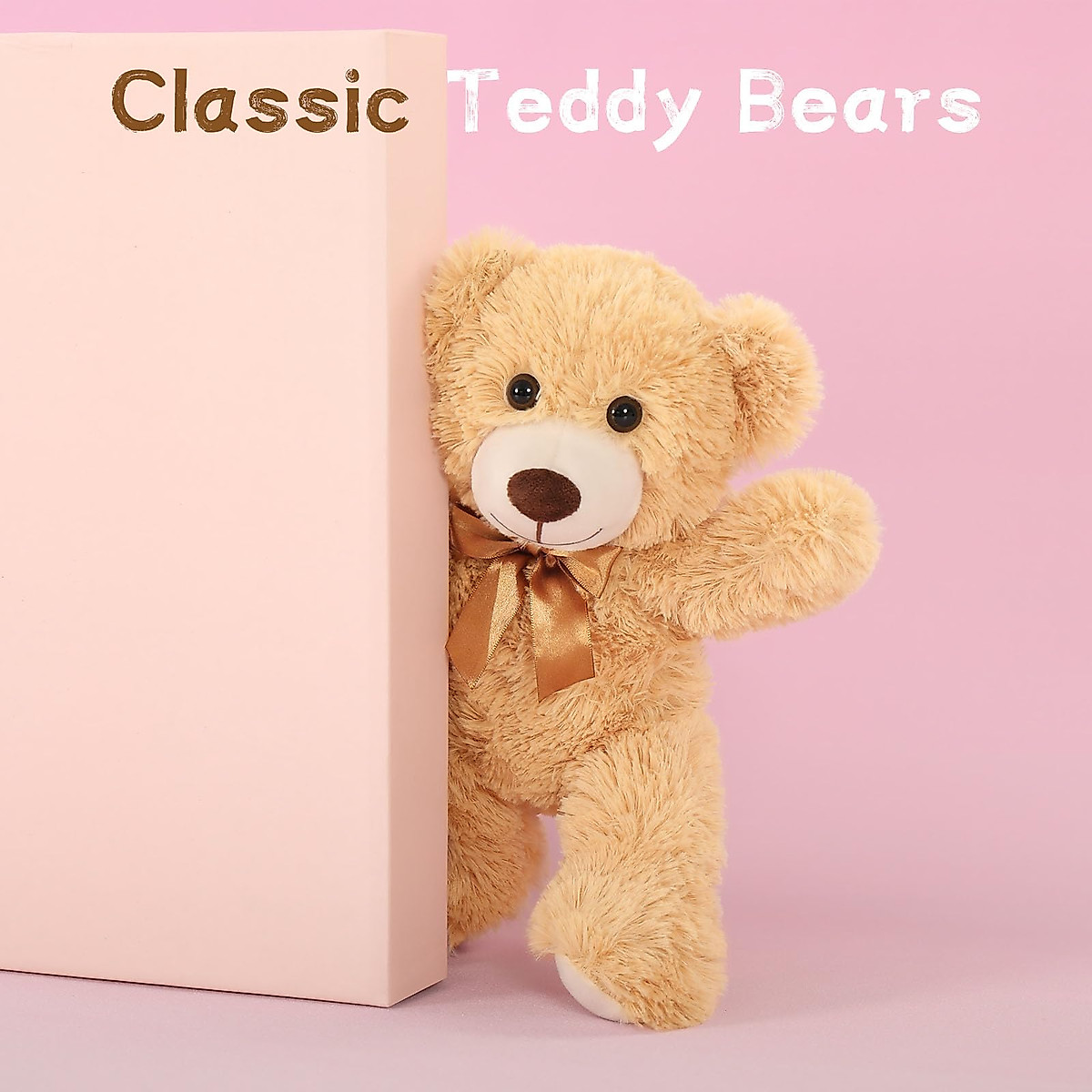 MaoGoLan 3 Pieces Bulk Teddy Bears Stuffed Animals Baby Shower, Soft Small Stuffed Teddy Bears in Bulk, 13.5" Cuddly Mini Teddy Bears Centerpiece,Wedding,Party,Engagement