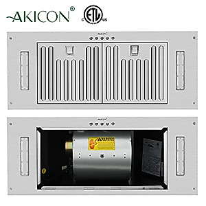 Akicon 30 Inch Range Hood Insert, Ultra Quiet Stainless Steel Ducted Insert/Built-in Kitchen Vent Hood with Powerful Suction, LED Lights and Dishwasher Safe Filters, 3-Speeds 600 CFM