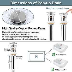Homikit Brushed Nickel Single Handle Bathroom Faucet with Pop Up Drain, 1 or 3 Holes, Stainless Steel Vanity RV Lavatory Faucet with Deck Plate, 2 Water Supply Hoses