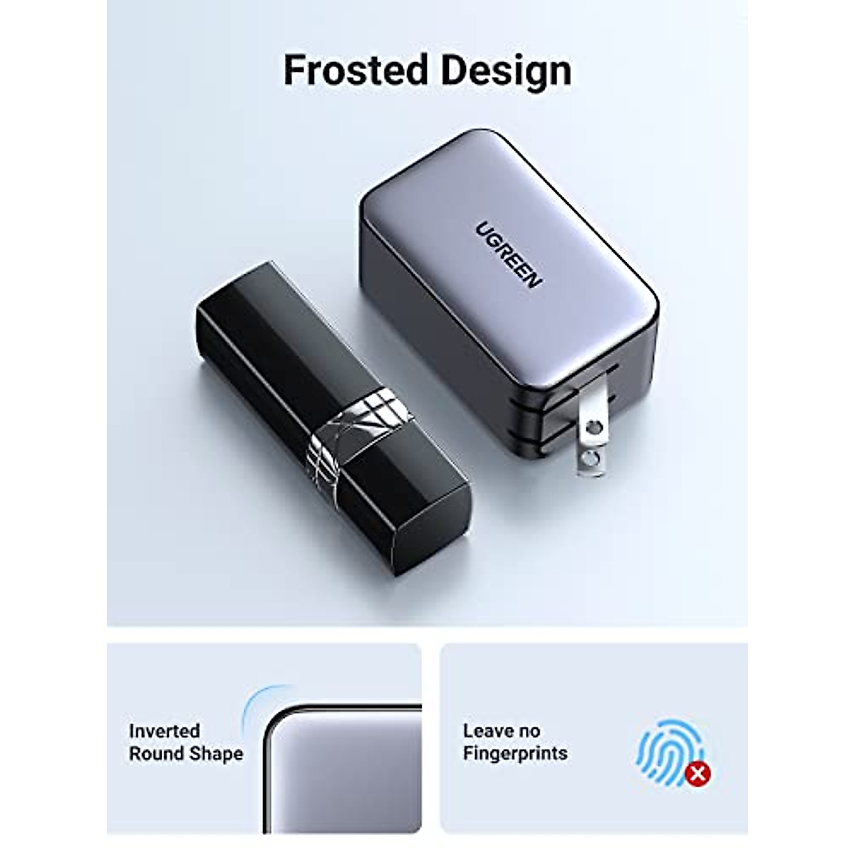 UGREEN USB C Charger 65W Nexode 3 Ports GaN Laptop Charger Block, Compact Foldable Wall Charger Compatible with MacBook Pro/Air, Dell XPS, iPhone 14, iPad Pro, Galaxy S23, Pixel 7, Steam Deck (Black)