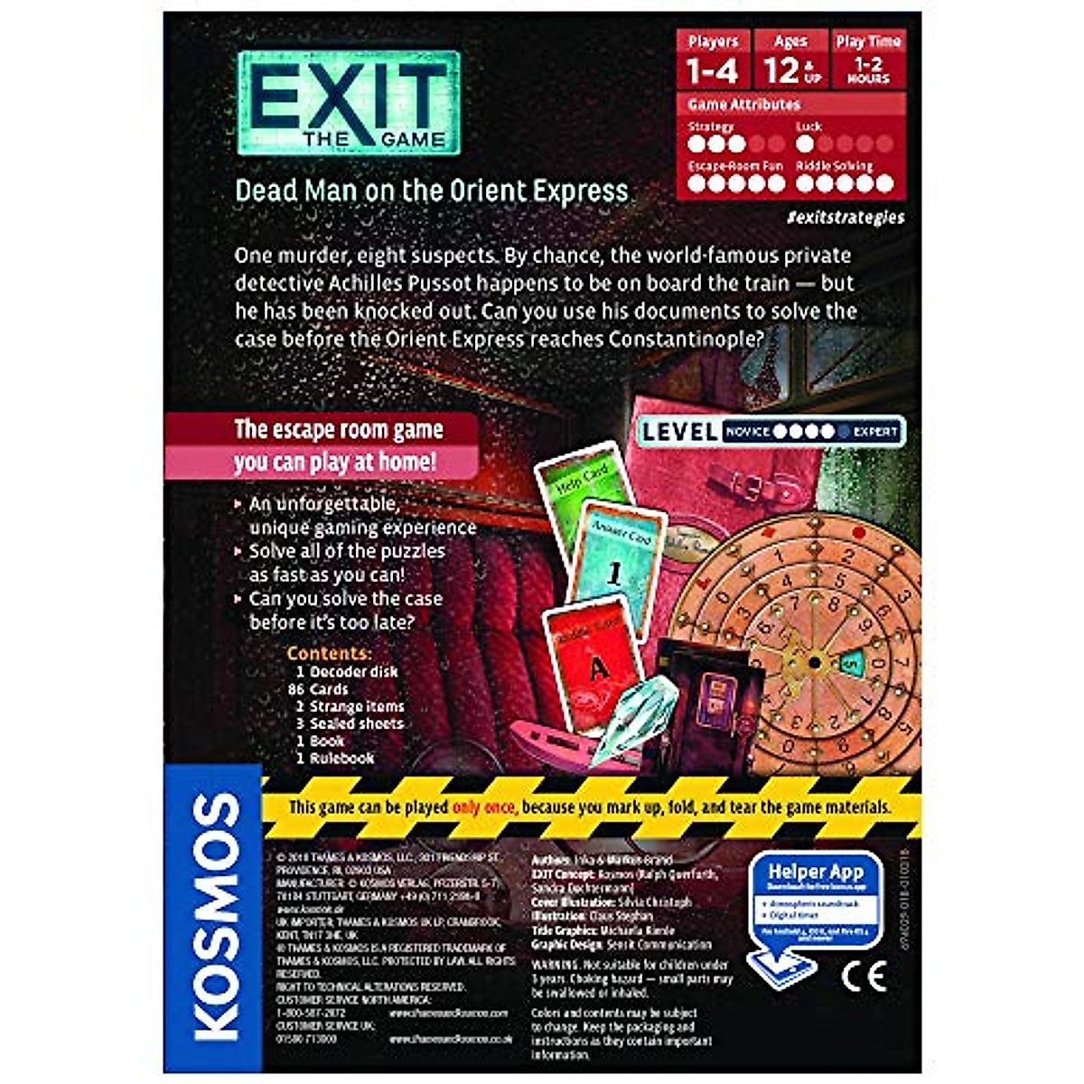 Dead Man on The Orient Express | Exit: The Game - A Kosmos Game | Family-Friendly, Card-Based at-Home Escape Room Experience for 1 to 4 Players, Ages 12+