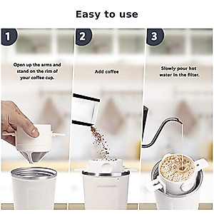 Jocuu Portable Pour Over Coffee Filter, Drip Coffee Maker for Office, Home & Travel, 1- 4 Cups, Stainless Steel, Collapsible, Heat-Resistant Handles, Reusable & Paperless