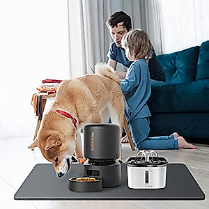 Pet Feeder Mat for Water Fountain and Automatic Feeder, Water Absorbent Non Slip Rubber for Large Pets