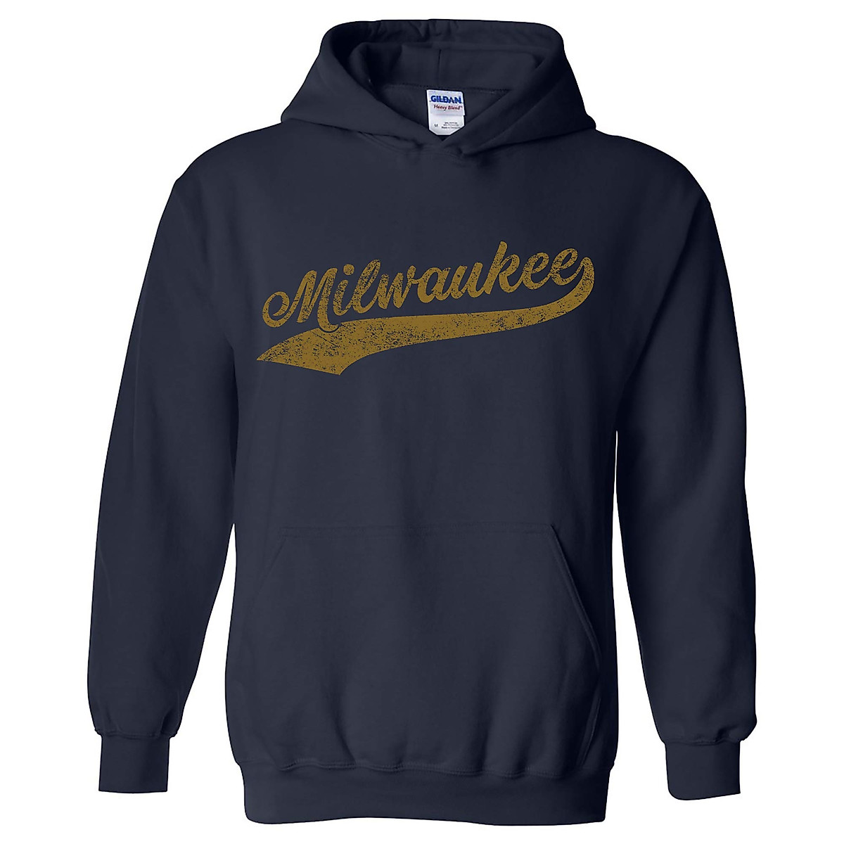UGP Campus Apparel Milwaukee Baseball Script - Hometown Pride, Pitcher HOODIE - Large - Navy
