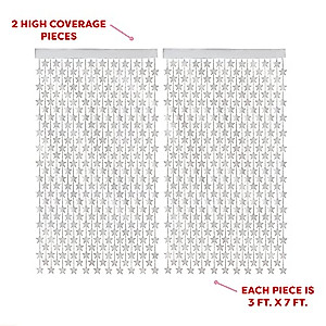 xo, Fetti Silver Star Foil Curtain Party Decorations - Set of 2 | Fourth of July, Bachelorette Matte Fringe Backdrop, Birthday Photo Booth,Wedding, New Years Eve