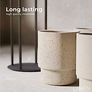 Stackable Coffee Mug Set with Black Stand - 4x10oz Ceramic Mugs with Unique Sprinkled Optics - Powder Coated Metal Rack - Dishwasher-Safe - Microwave & Oven - Scandinavian Minimal Design