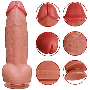 XXXL Realistic Dildo 3.1 Inch Diameter Double Layer Design 12 Inch Long Huge Thick Penis Silicone Material Big Dick Cock Adult Sex Toy Strong Suction Cup 2 Balls for Experienced Women
