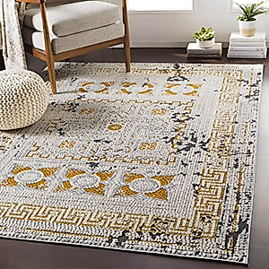 Mark&Day Area Rugs, 8x10 Herblay Updated Traditional Mustard Area Rug, Orange/Beige/Gray Carpet for Living Room, Bedroom or Kitchen (7'7" x 10'2")