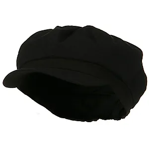 e4Hats.com Cotton Elastic Big Size Newsboy Cap - Black XL-2XL