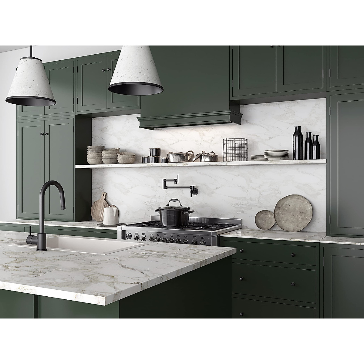 Braccia Series 24" Wall Mounted Pot Filler in Gunmetal Black | 24” Reach Spout Solid Brass Two Handle Dual Shut-Off Valve Double Joint Swing Arm Wall Mount Kitchen Folding Faucet | KF-AZ258GM