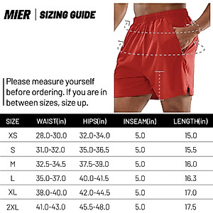 MIER Men's Workout Running Shorts Lightweight Athletic Sports Shorts, Quick Dry, Red, M