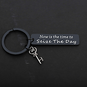 TIIMG Newsies Inspired Gift Now Is The Time To Seize The Day Musical Theatre Keychain Newsies Gift Broadway Musical Gift (seize to day black)