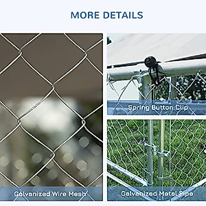 PawHut Dog Kennel Outdoor with Water-Resistant Cover, Steel Exercise Pen with Galvanized Chain Link, Outside Pet Playpen with Secure Lock, 9.8' x 9.8' x 7.7'