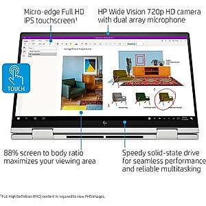 HP Envy x360 2-in-1 15.6" FHD Touchscreen Laptop, Intel Core i5-1135G7, 32GB RAM 1TB SSD, Wi-Fi, Bluetooth, HDMI, Webcam, Backlit Keyboard, Fingerprint Reader, Windows 11 Home, Natural Silver