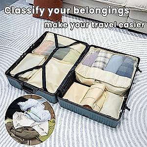 Packing Cubes for Suitcases, JARWEEN Suitcase Organizer Bags 8 Set, Luggage Organizer Bags for Travel Accessories,Carry-on Bag Storage for Trip (Beige)