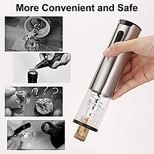 Electric Wine Opener Rechargeable, GOSCIEN Automatic Wine Bottle Opener 4-in-1 Set Gift, Upgraded Electric Wine Corkscrew with Foil Cutter, Vacuum Stopper and Wine Pourer, Battery Indicator Light