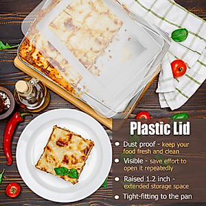 12.3 Inch Baking Lasagna Pan with Lid, P&P CHEF Rectangular Cake Pan Stainless Steel and Airtight Plastic Lids, Ideal for Cooking Reheating Roasting Baking Storing, Heavy Duty - Set of 4