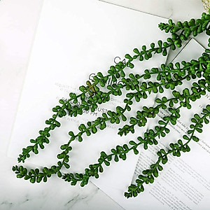 caapmony 5Pcs Artificial Succulents Hanging Plants Bulk 2.4FT Large Fake String of Pearls for Wall Home Garden Decor(Unpotted)