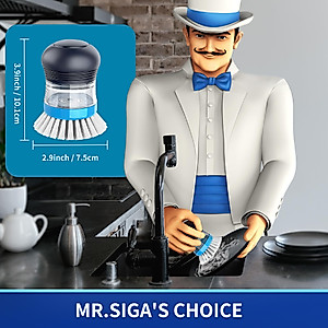 MR.SIGA Soap Dispensing Palm Brush, Kitchen Brush for Dish Pot Pan Sink Cleaning, Pack of 1, Navy/Blue