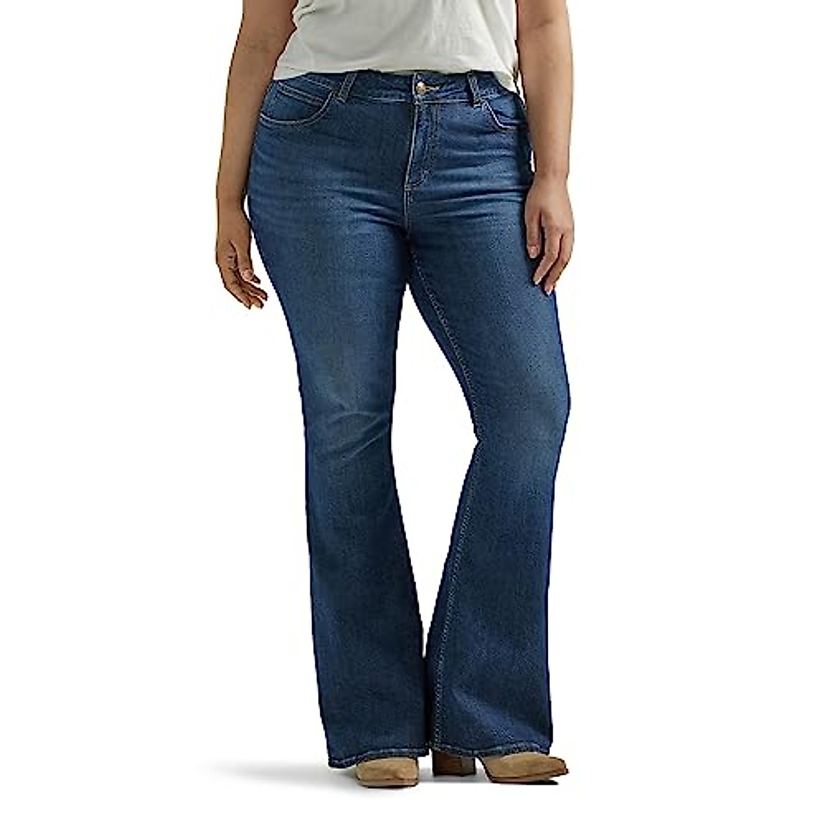 Lee Women's Size Legendary Mid Rise Flare Jean, Inner Strength, 18 Plus Petite
