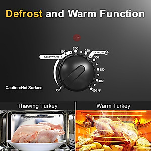 Royalcraft Roaster Oven with Self-Basting Lid, 18qt Electric Roaster with Removable Pan & Rack, Turkey Roaster Oven with Defrost & Warm Function, Stainless Steel, Black