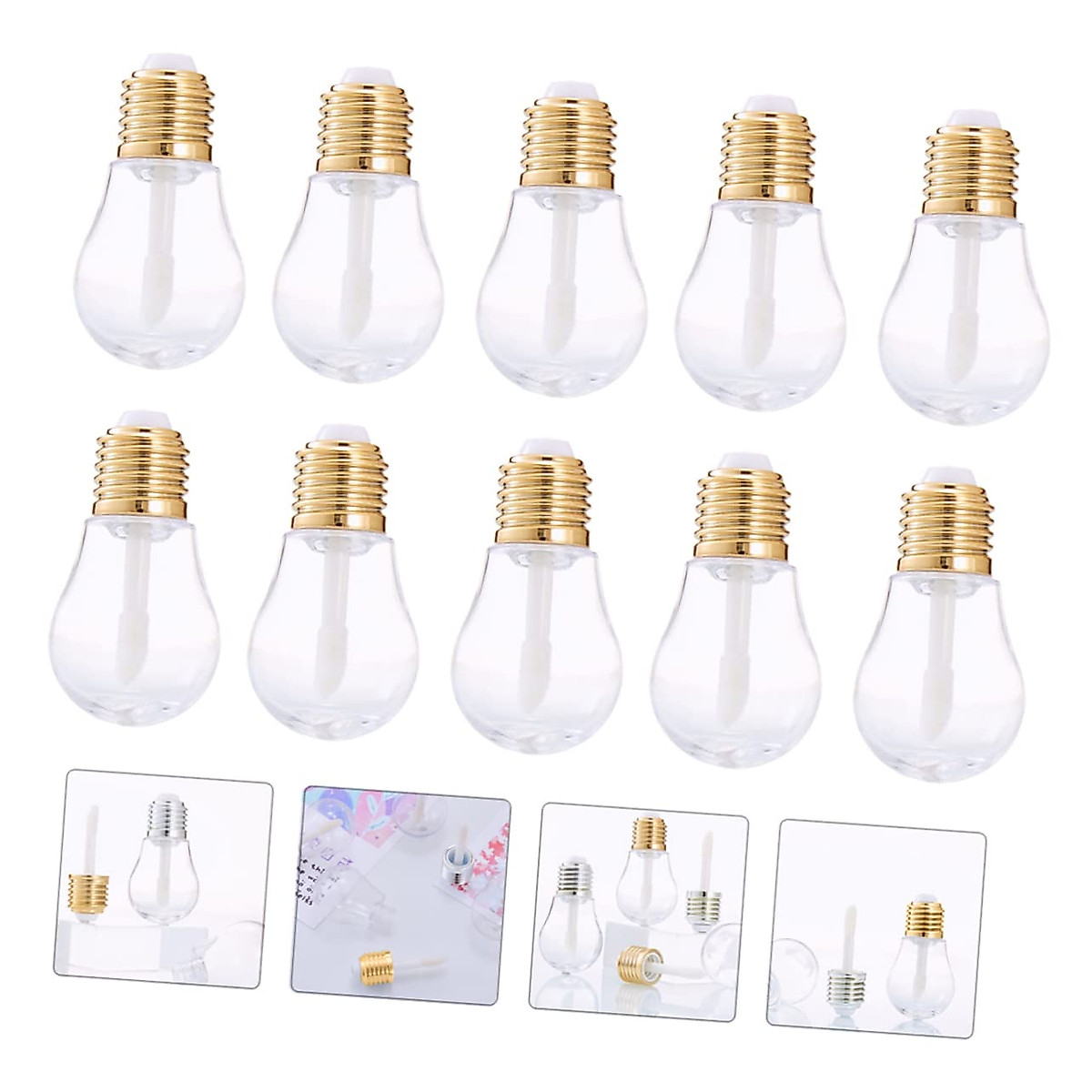 FRCOLOR 20 Pcs Light Bulb Clear Lip Oil Lipgloss Clear Liquid Lipstick Tubes Lipgloss Tubes Bulk Lip Gloss Base Travel Containers for Liquids Plastic Lip Gloss Bottles Lip Gloss Tube Mini