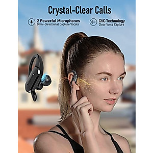 Audiovance SP301 True Wireless Earbuds Bluetooth 5.2 Earphones, Over Ear Headphones with Mic and Earhooks for Women Men Workout Running Sports Gym, 24H Battery Waterproof Ear Buds for iPhone Android.