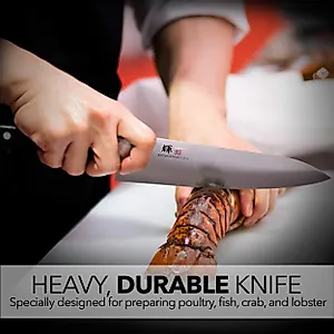 JCK ORIGINAL Kagayaki Japanese Chef’s Knife, KG-13 Professional Western Deba Knife, VG-1 High Carbon Japanese Stainless Steel Pro Kitchen Knife with Ergonomic Pakka Wood Handle, 8.2 inch