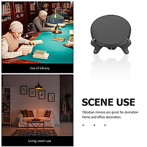 VOSAREA Obsidian Scrying Mirror Natural Black Obsidian Stone Circle Disc Round Plate Feng Shui Mirror for Office Home Desk Decor Crafts