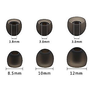 12pcs Replacement Ear Tips Ear Buds Ear Gels for S9 / Note8 / S8 AKG Earphone, JNSA Eartips Earbuds Eargels for Samsung Galaxy S9 S8 Note 8, SML 3 Size 6 Pairs Soft Silicone Tips, Gray Black