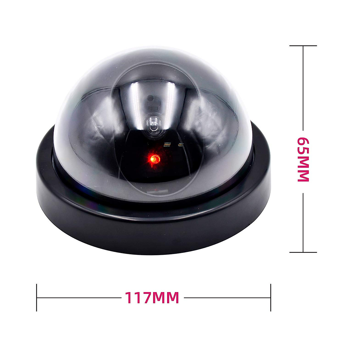 EXCERCUS Fake Security Camera,Simulation Dummy Hemisphere Dome Camera,Wireless Surveillance System Realistic Look Indoor Waterproof with Flashing Red LED Light for Home Business Parking lot,4 Pack