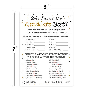 Fibevon Graduation Party Game Cards - Who Knows The Graduate Best (36-Pack)- Graduation Party Collection Grad Celebration Party Supplies for High School/College/Senior School