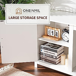 oneinmil TV Stand with Barn Doors, Media Entertainment Center with Storage TV Console for TV Up to 65 Inch, 58 Inch Farmhouse TV Stand Suitable for Living Room,White