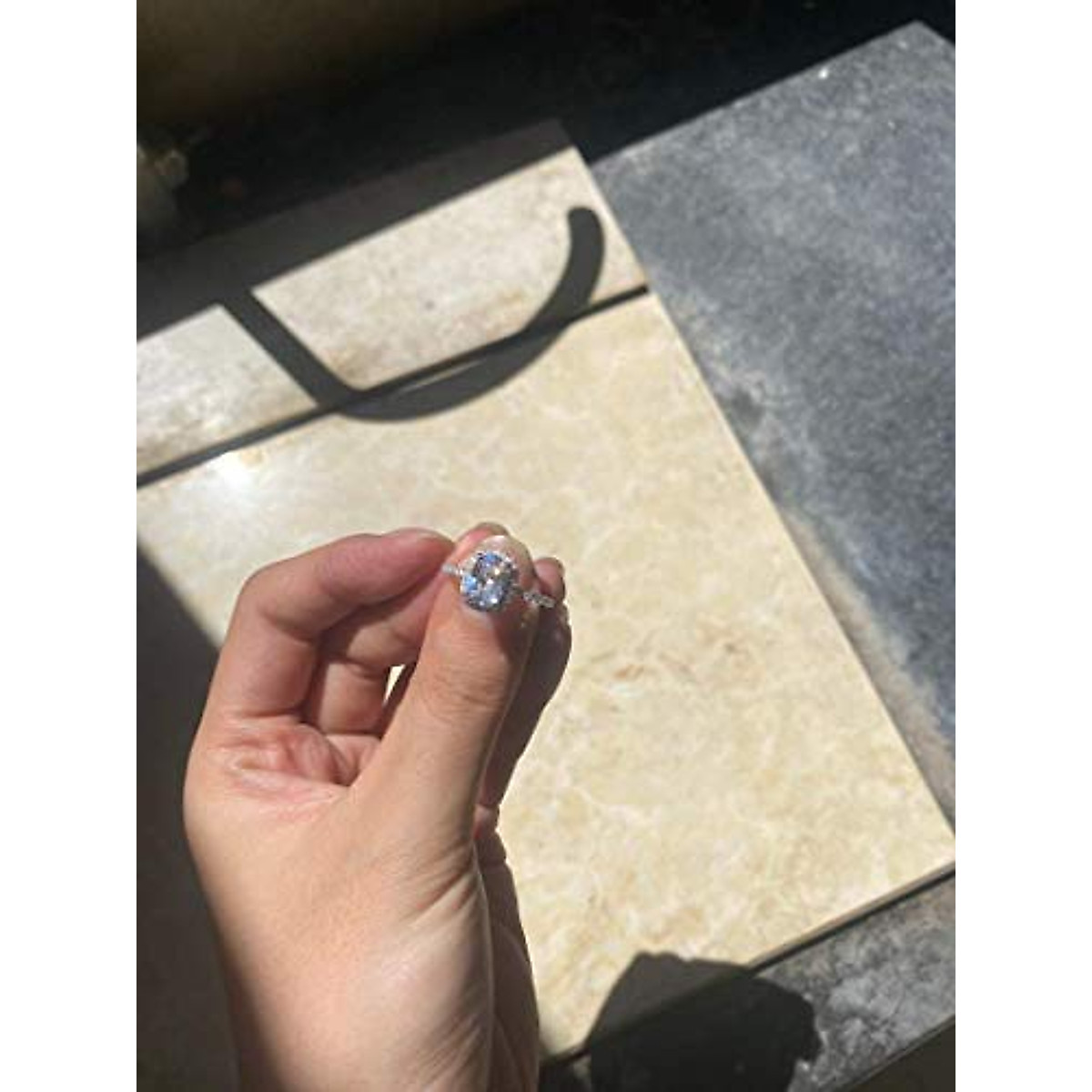 AVECON 2.3 Ct Cushion Cut Wedding Rings Cubic Zirconia Engagement Rings 925 Sterling Silver Halo Engagement Rings for Women Size 5