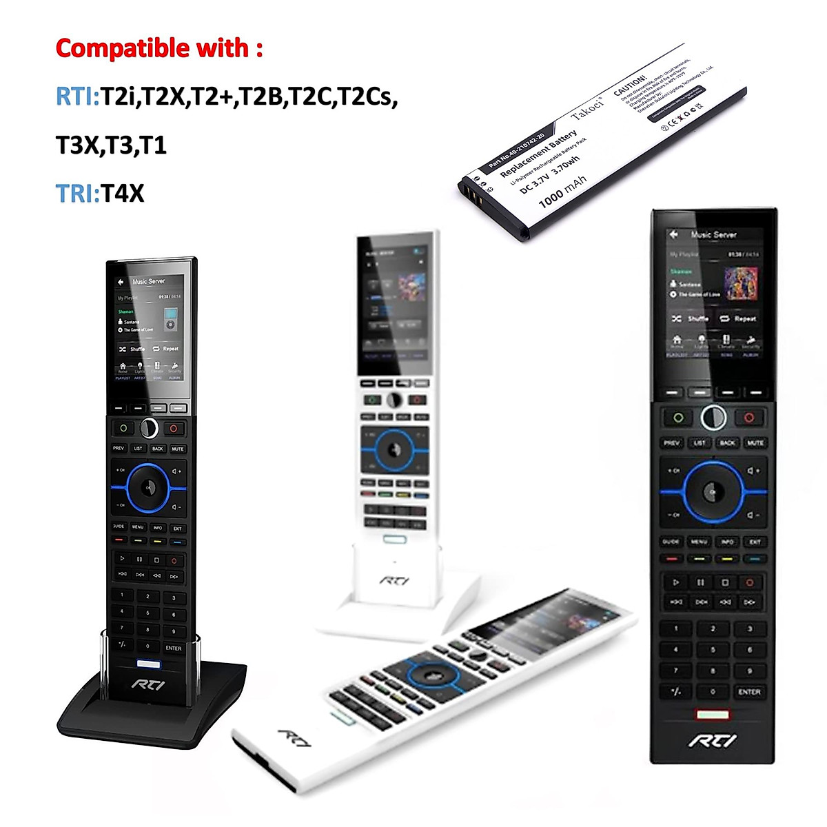 Youejoeq ATB-1800-SY5530, ATB-900-SY5531, 40-210742-20 Replacement Battery for RTI T2i T2X T3X T1 T2+ T2B T2C T2Cs T3 Remote Control Transmitter 1000mAh