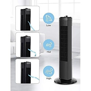 Mainstay FZ10-19MB 28" 3 Speed Oscillating Tower Fan (Black) (Renewed)