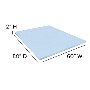 Flash Furniture Capri Comfortable Sleep 2 inch Cool Gel Mattress Topper, CertiPUR-US Certified Memory Foam, Queen