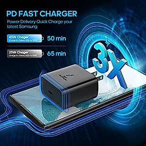 Samsung USB C 45W PD Super Fast Charger Type C Wall Adapter Quick Charging Block for Samsung Galaxy S23/S23 Ultra/S23+/S22 Ultra/S22+/S22/Note 10/S21/S21 Ultra/ S21+/Z Fold/, Galaxy Tablet-2 Pack