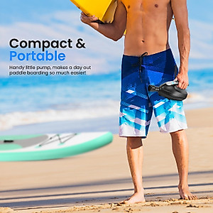 SereneLife Inflatable Paddle Board Pump Compressor - 16PSI High Pressure SUP Inflator - 12V DC Car Connector - Electric Air Pump for Paddle Boards, Boats, Rafts, Pool Toys, Water Sports